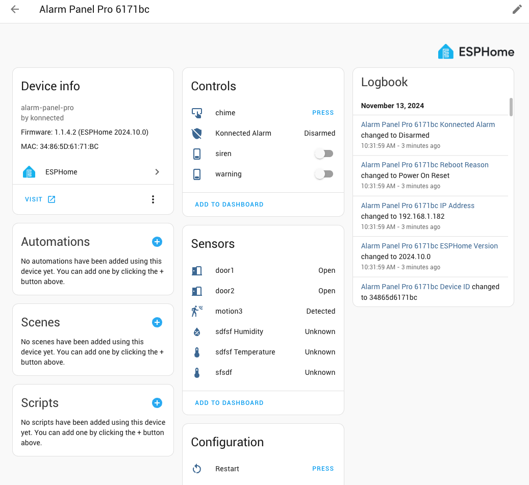 Standalone Alarm System on the Konnected Alarm Panel