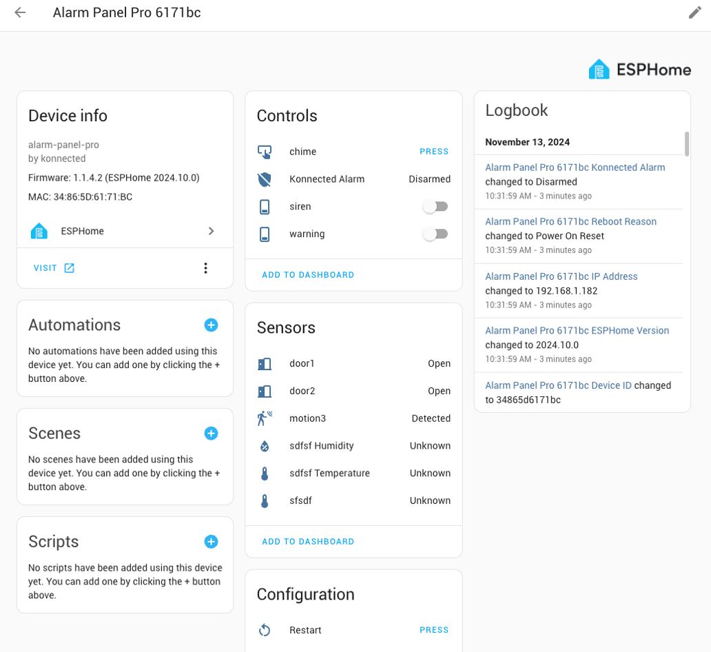 Standalone Alarm System on the Konnected Alarm Panel